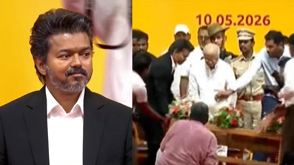 Watch: CM Vijay helps move table after oath ceremony; video goes viral
