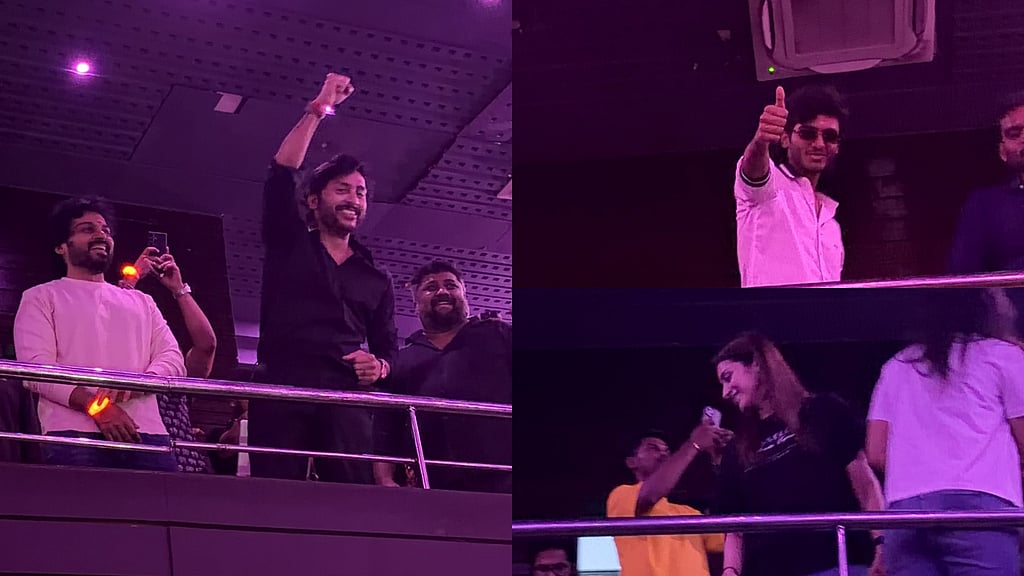Karuppu FDFS: RJ Balaji, Sai Abhyankkar, Trisha and Karthi greet Suriya ...