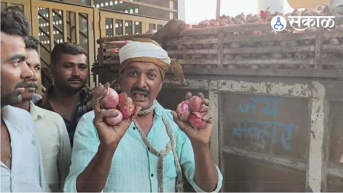 Onion Price Crash: सटाणा बाजारात कांद्याला ५० रु. दर संतप्त शेतकऱ्याचा ...
