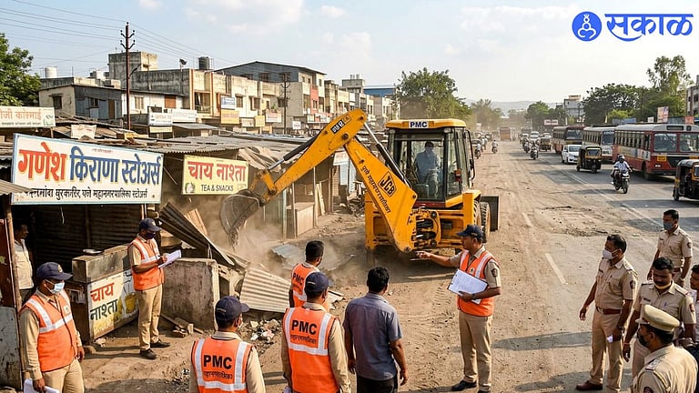 Pune: कात्रज-कोंढवा रस्त्यावरील अतिक्रमणांवर कारवाईचा बडगा