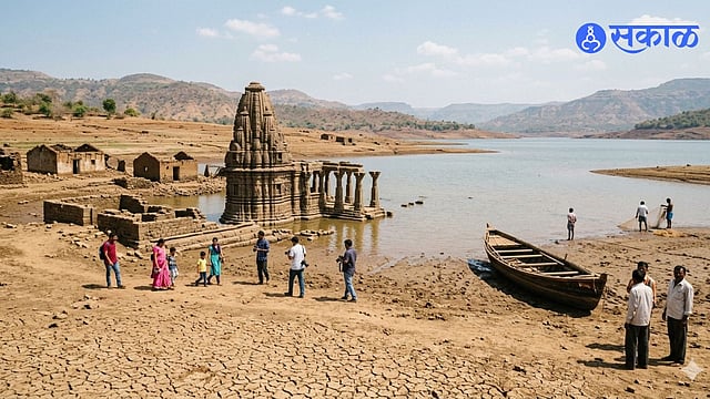 Satara: कोयनेच्या जलाशयाने गाठला तळ, गावांचे भग्नावशेष अन् जुन्या ...