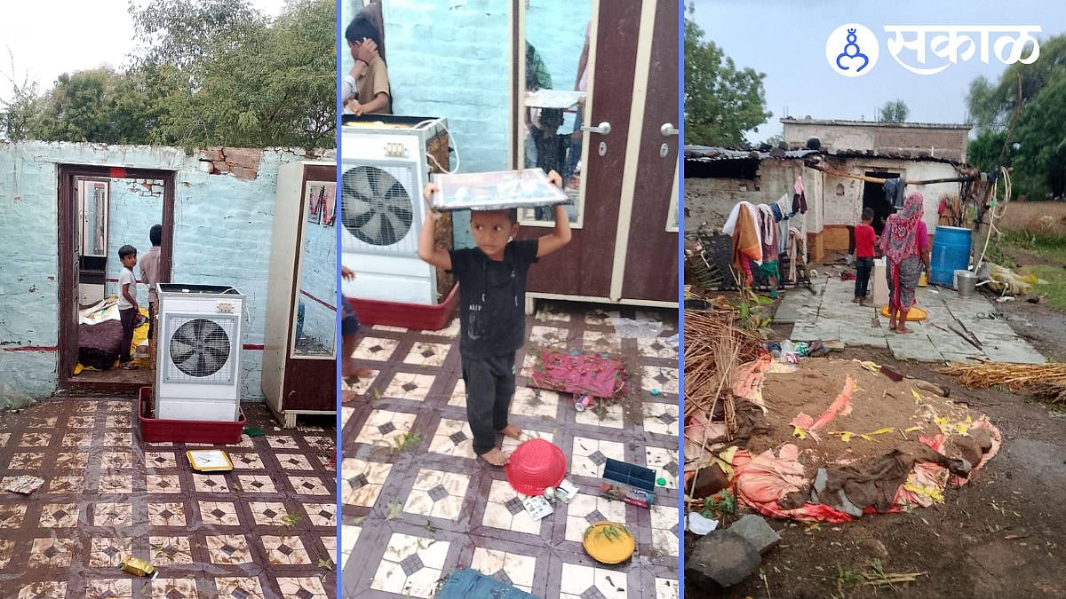 Gusty Winds: माळेगाव मक्ता गावावर वादळी वाऱ्याचा कहर घरांचे पत्रे उडाली ...