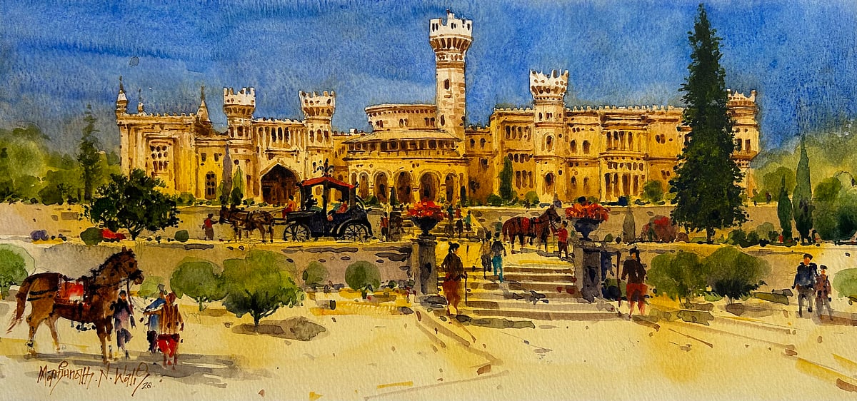 Bengaluru’s Iconic Landmarks in Manjunath Wali’s Postcard Art Series