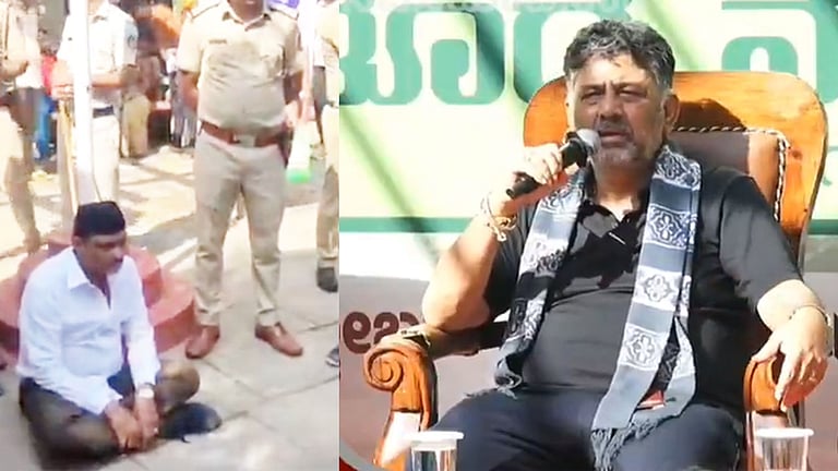 ಡಿ.ಕೆ ಶಿವಕುಮಾರ್ ಇದ್ದ ವೇದಿಕೆಯಲ್ಲಿ ಹೈಡ್ರಾಮಾ: RSS ಸಮವಸ್ತ್ರದಲ್ಲಿ ಬಿಜೆಪಿ ...