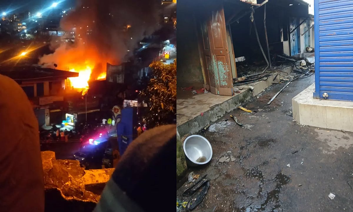 குன்னூர் மார்க்கெட்டில் தீ விபத்து- 15-க்கும் மேற்பட்ட கடைகள் எரிந்து நாசம்