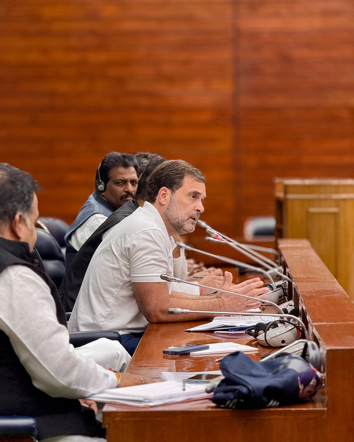 Opposition MPs protest on Adani issue in Parliament premises with black ...