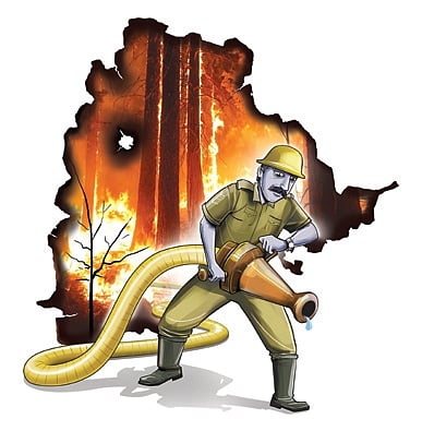 Officials douse forest fire after six hours of struggle near Anaikkadu ...