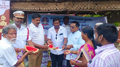 Villupuram traffic police set summer relief stalls to beat the heat
