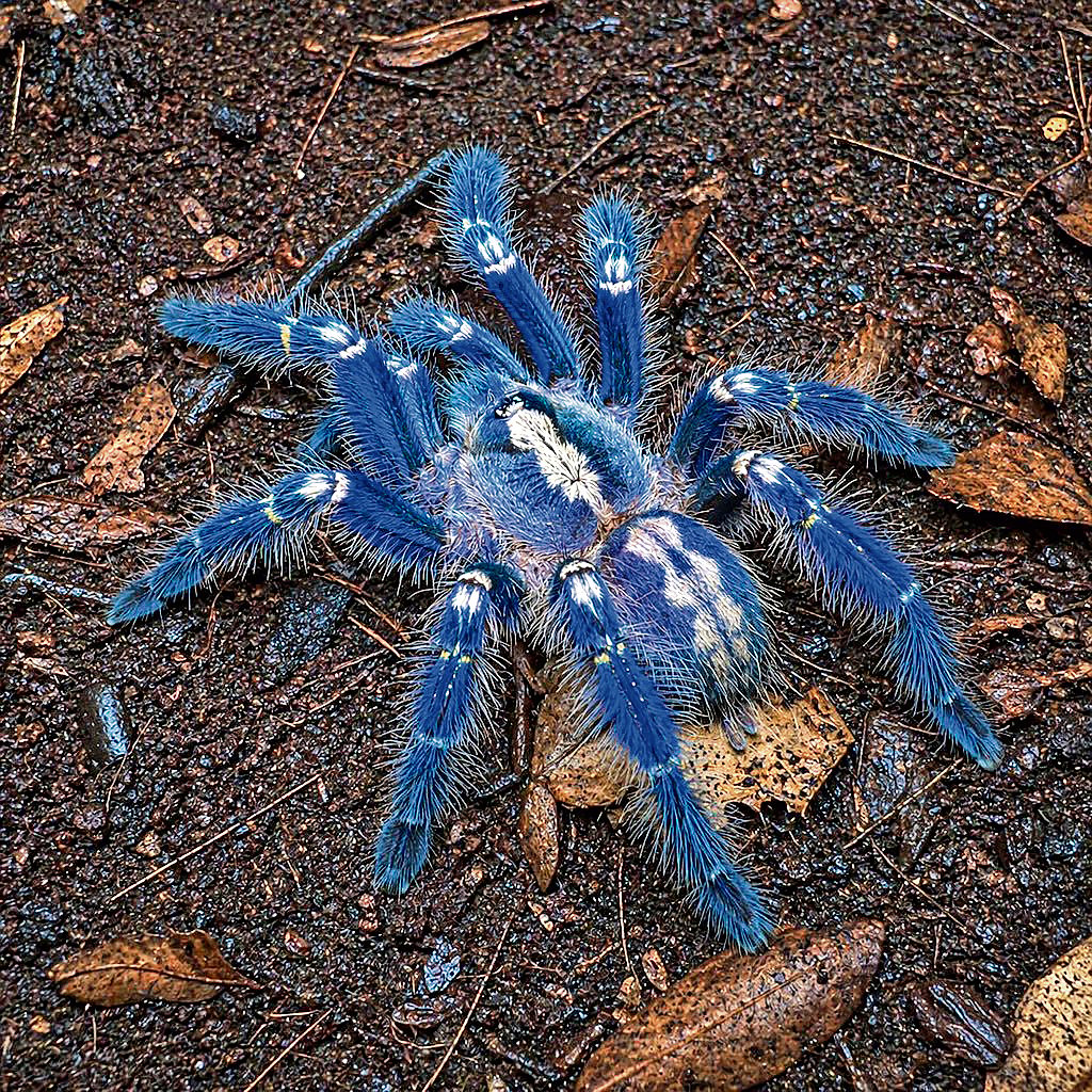 An Old World rare blue spider catches conservation attention in Andhra