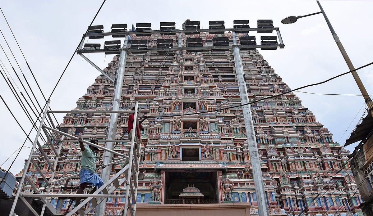 Illumination project on Srirangam temple gopurams nears 90% completion