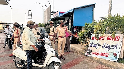 ‘No Helmet, No Fuel’ drive launched in Andhra's Bapatla