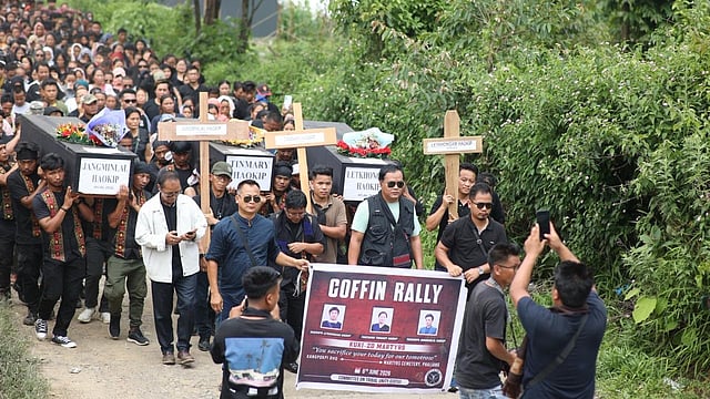 Kuki community holds 'coffin rally' for three killed in Manipur ...
