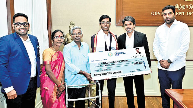 CM Vijay Honours Praggnanandhaa with ₹50 Lakh for Historic Norway Chess ...