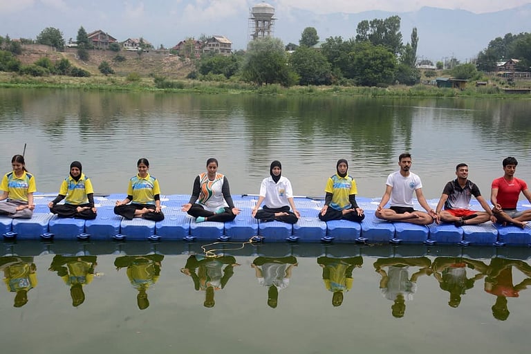 First-of-its-kind floating yoga creates waves in Srinagar’s Pokhribal Lake