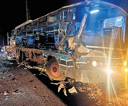 Two children killed, 19 others injured as truck rams into Andhra RTC bus