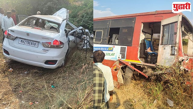 Amravati Accident : अंजनगाव-आकोट महामार्गावर एसटी बस-कारचा भीषण अपघात ...