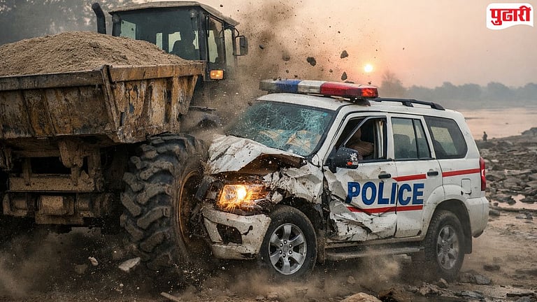 bhandara sand mafia attack police constable run