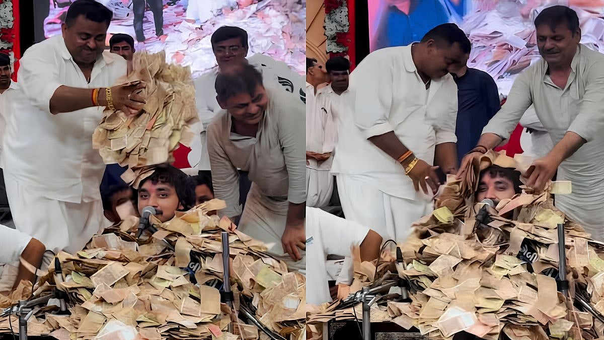 Viral Video : लोकगायकावर भाविकांकडून नोटांचा 'पाऊस', तरीही गायन ठेवले सुरू!