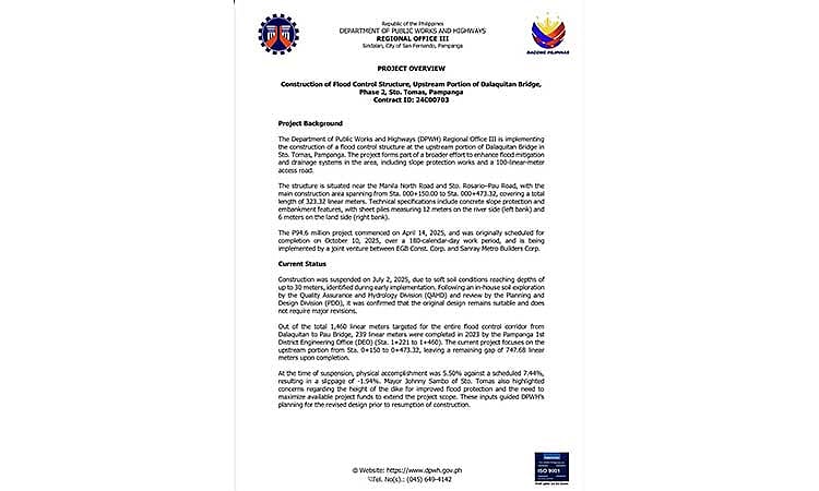 DPWH3: P94M anti-flood project in Sto T