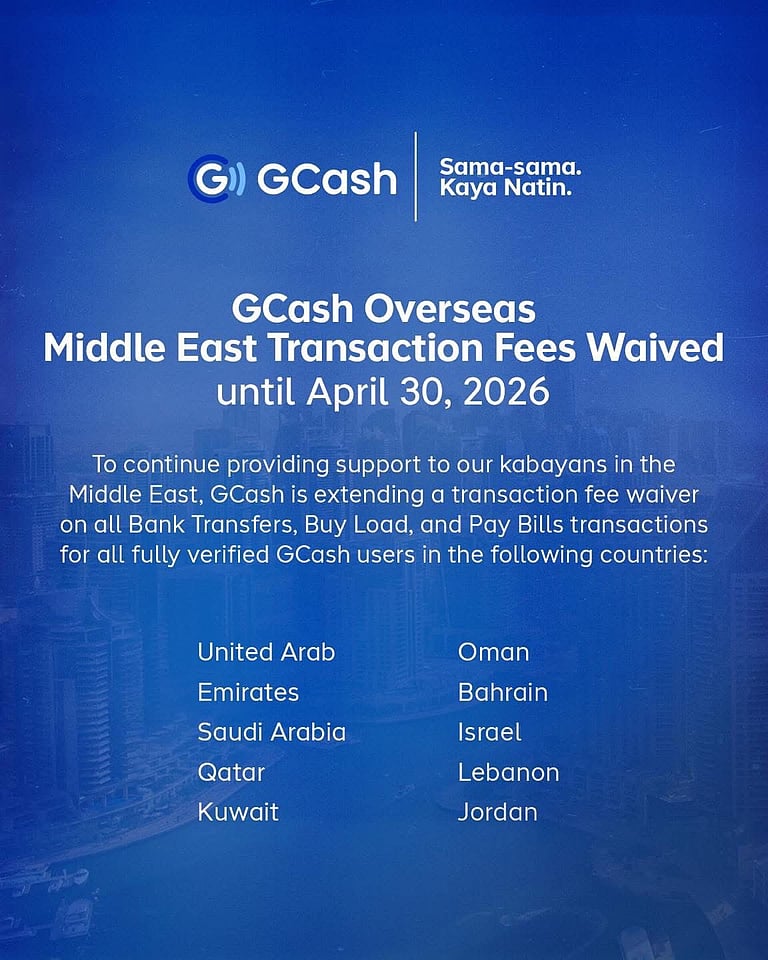 GCash Extends Zero-Fee Transfers for Middle East Filipinos