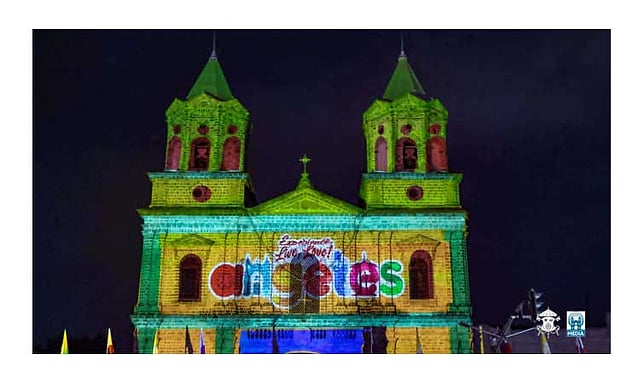 Holy Rosary Church in Angeles illuminated