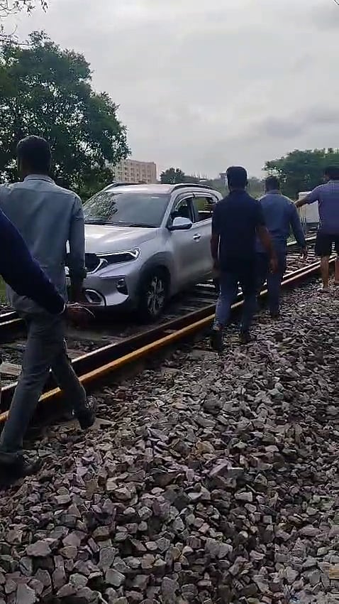 Woman drives car on railway track near Hyderabad, multiple trains stopped